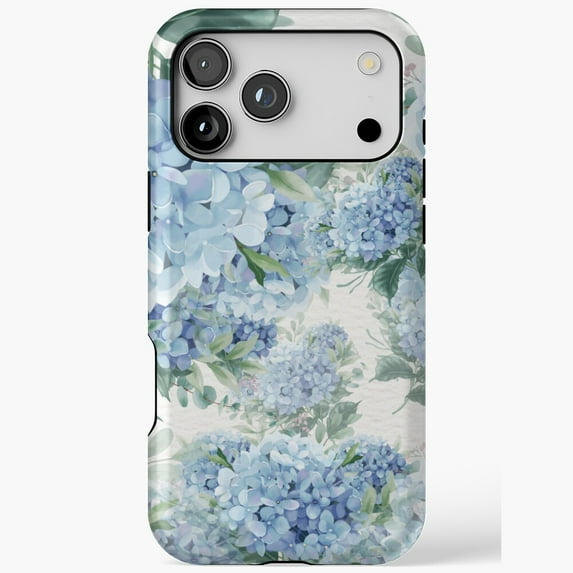 Blue Hydrangeas Floral Nature Art iPhone Case 17 11 12 13 14 15 16 Pro ...