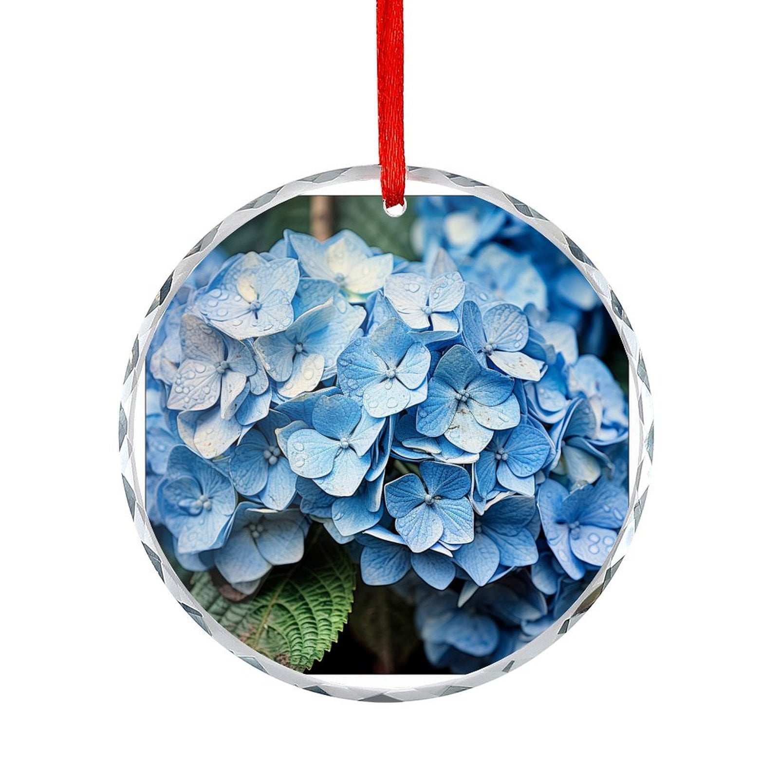 Blue Hydrangeas Glass Ornament Holiday Ornaments Decoration for Home ...