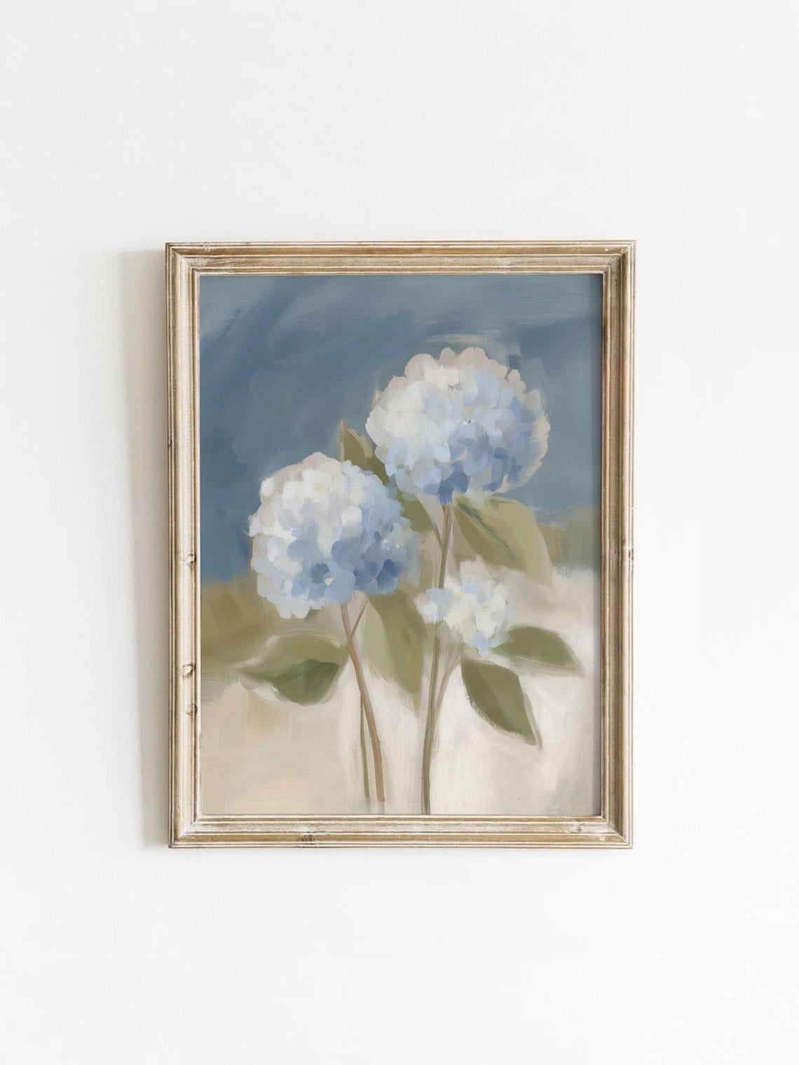 Blue Hydrangeas Neutral Floral Decor Bedroom Large Flower Muted Still ...