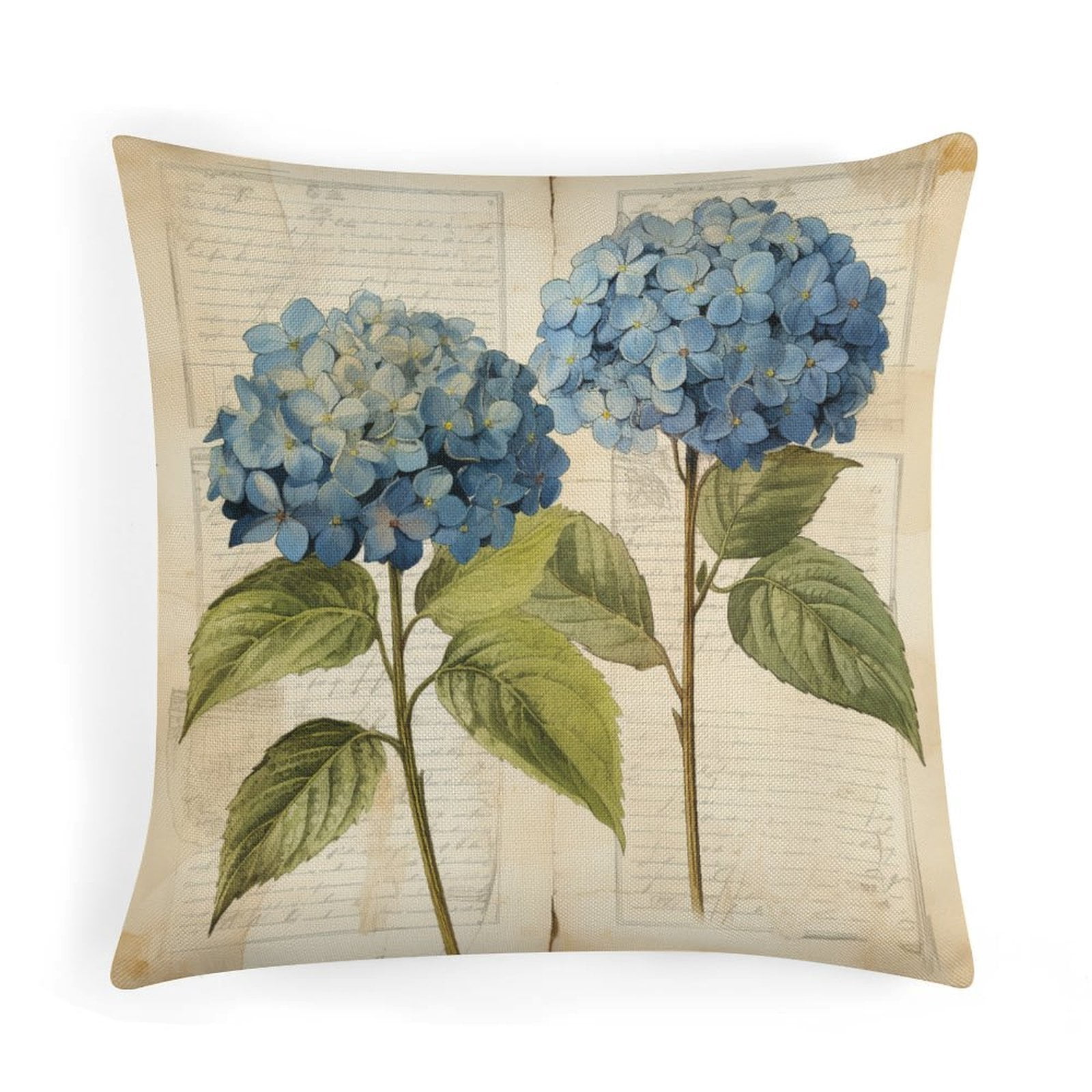 Blue Hydrangeas Pillow Case 18"x18" Delicate Hydrangea Flowers Blooming ...