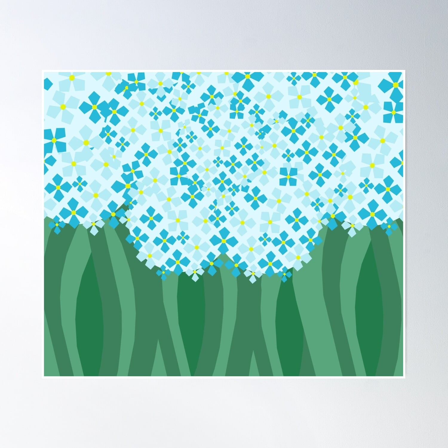 Blue Hydrangeas Poster Wall Art, Modern Wall Decor, 24x36 UNFRAMED ...