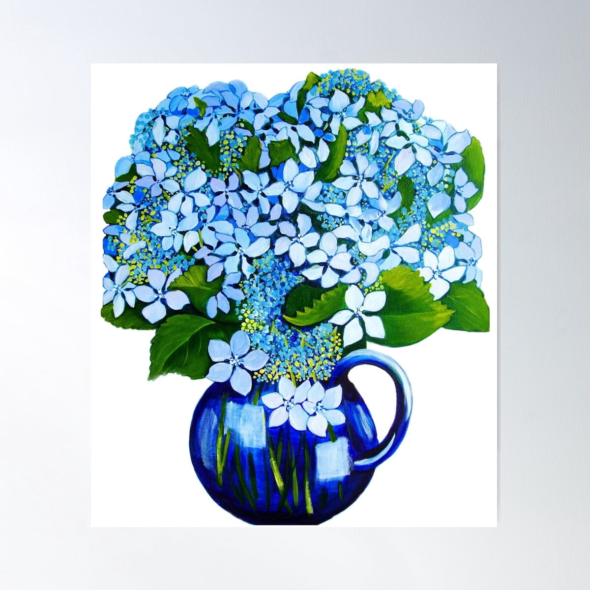 Blue Hydrangeas Poster Wall Art, Modern Wall Decor For Living Room ...