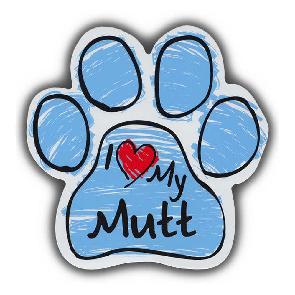 Blue I Love My Mutt Scribble Paw Magnet - Walmart.com