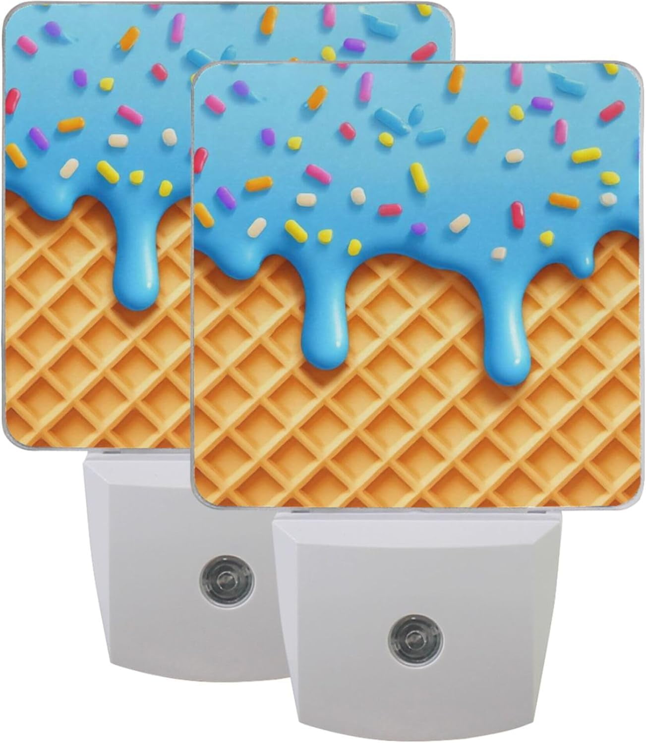 Blue Ice Cream Baseball Drip LED Sensor Night Light Set of 2 Cone ...