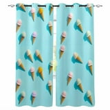 Blue Ice Cream Blackout Curtains 54 Inches Long, Summer Colorful Ice ...