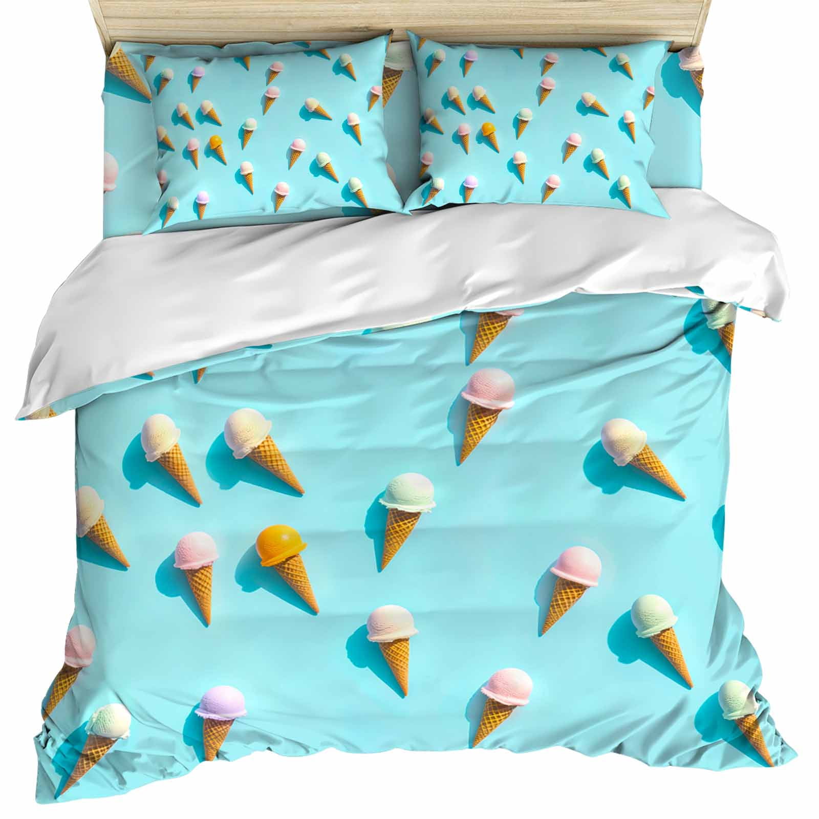 Blue Ice Cream Duvet Cover Set, Summer Colorful Ice Cream Soft Duvet ...