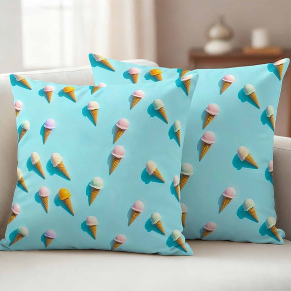 Blue Ice Cream Outdoor Waterproof Throw Pillow Covers 18x18 Set of 2 ...