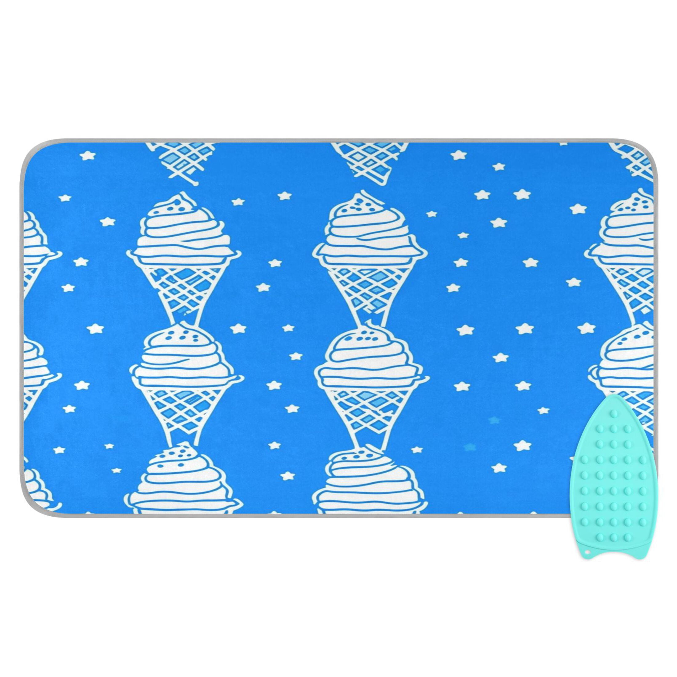 Blue Ice Cream Pattern Portable Ironing Mat, Heat-Resistant, Dual-Sided ...