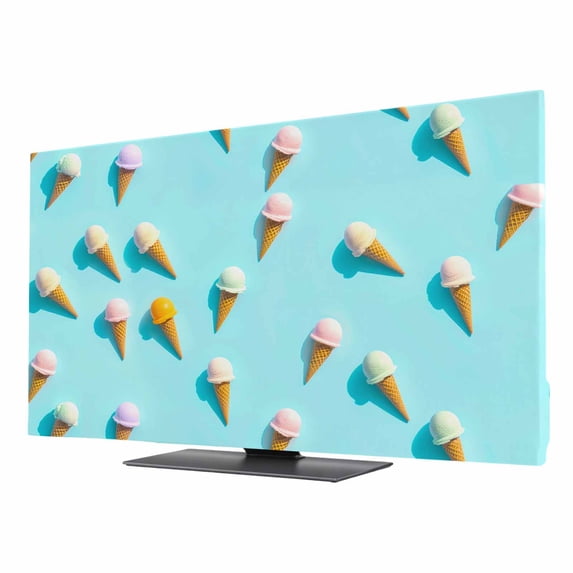 Blue Ice Cream TV Cover for 40 Inch Screen, Stretch Fabric Dustproof TV ...