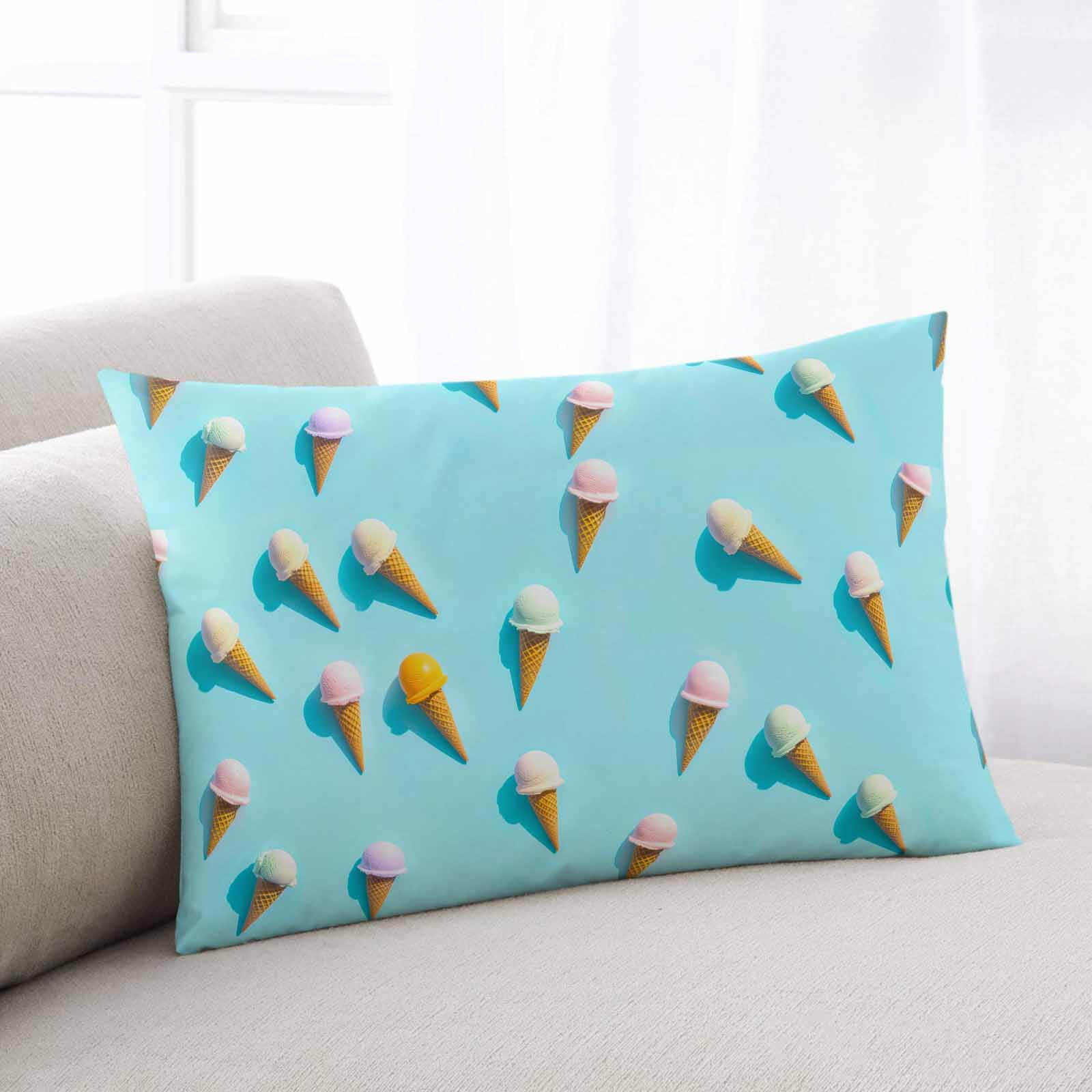 Blue Ice Cream Throw Pillow Covers, Summer Colorful Ice Cream Soft ...
