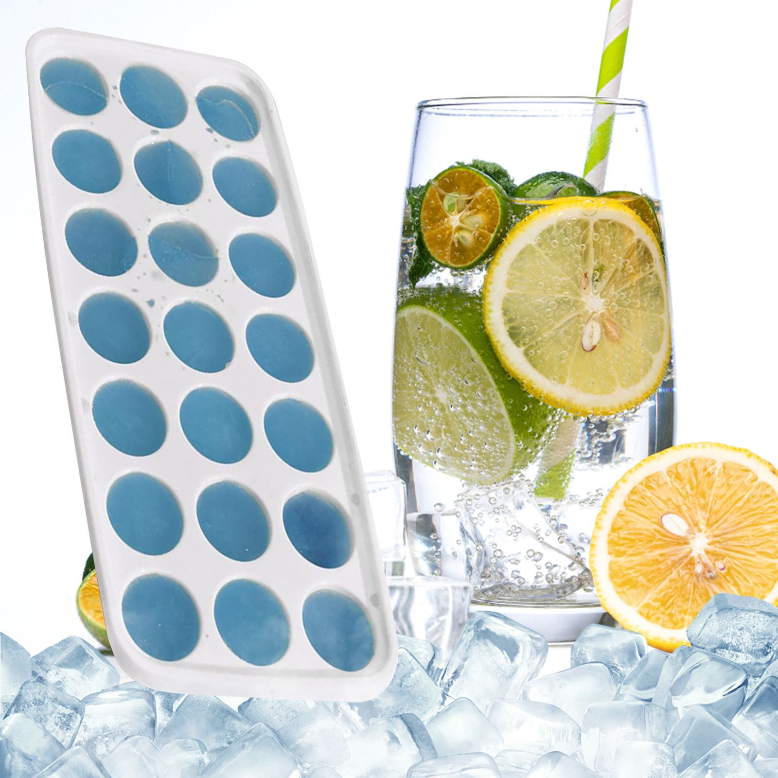 Blue Ice Cube Mold Ice Cube Tray Silicone Ice Cube With Removable Lid ...