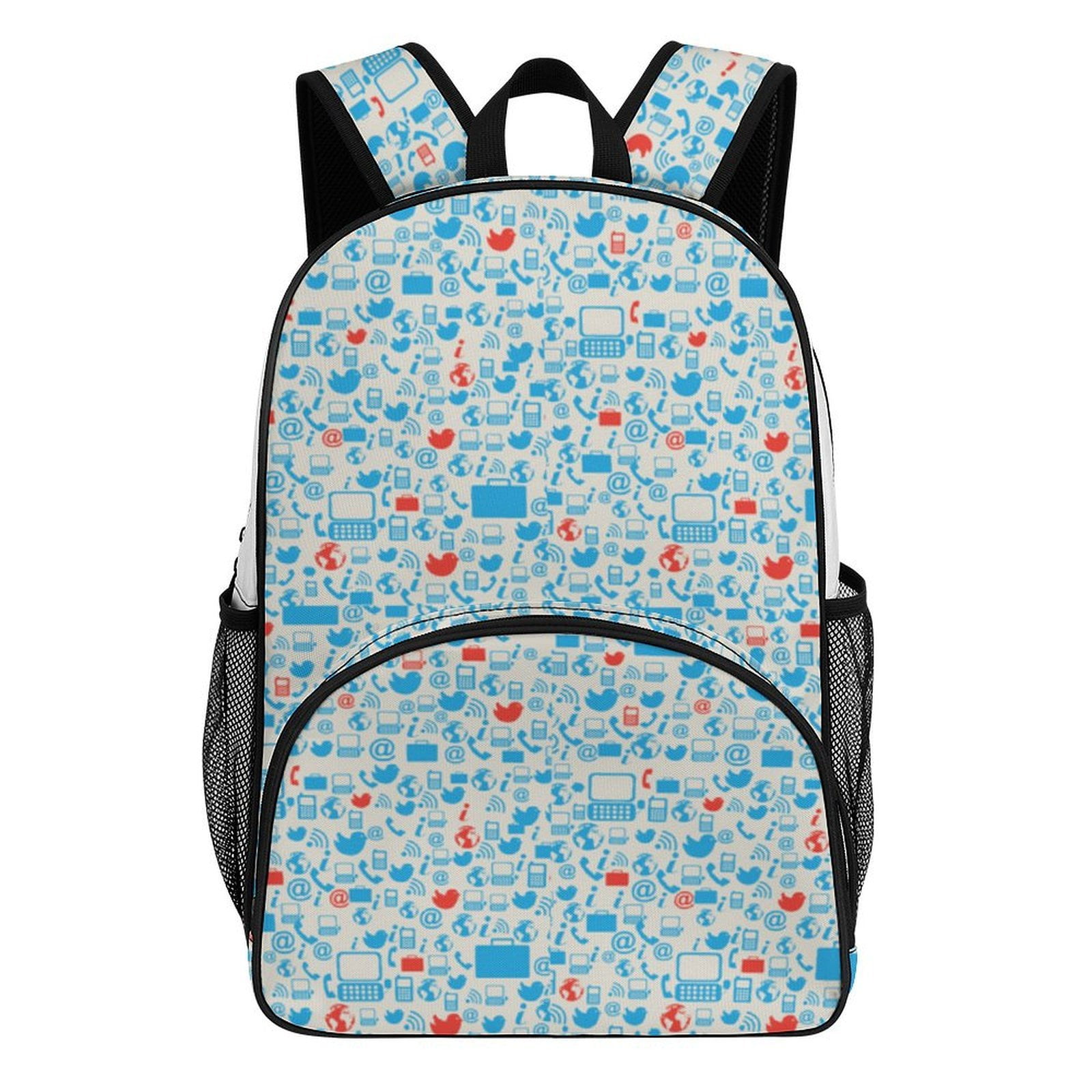 Blue Icon Digital Wallpaper Teenage Backpack Middle Students Bookbag ...