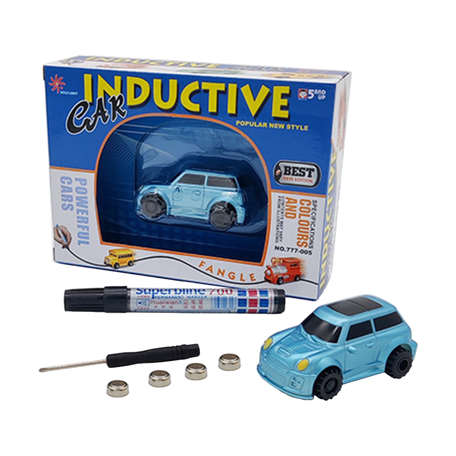 Blue Inductive Drawing Car Mini Tank Toy Technology Sensor Vehicle Stem Learning Activity For ...