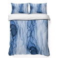 Blue Ink Marble 3 Piece Quilt Bedding Set with 2 Pillow Shams, Coastal ...
