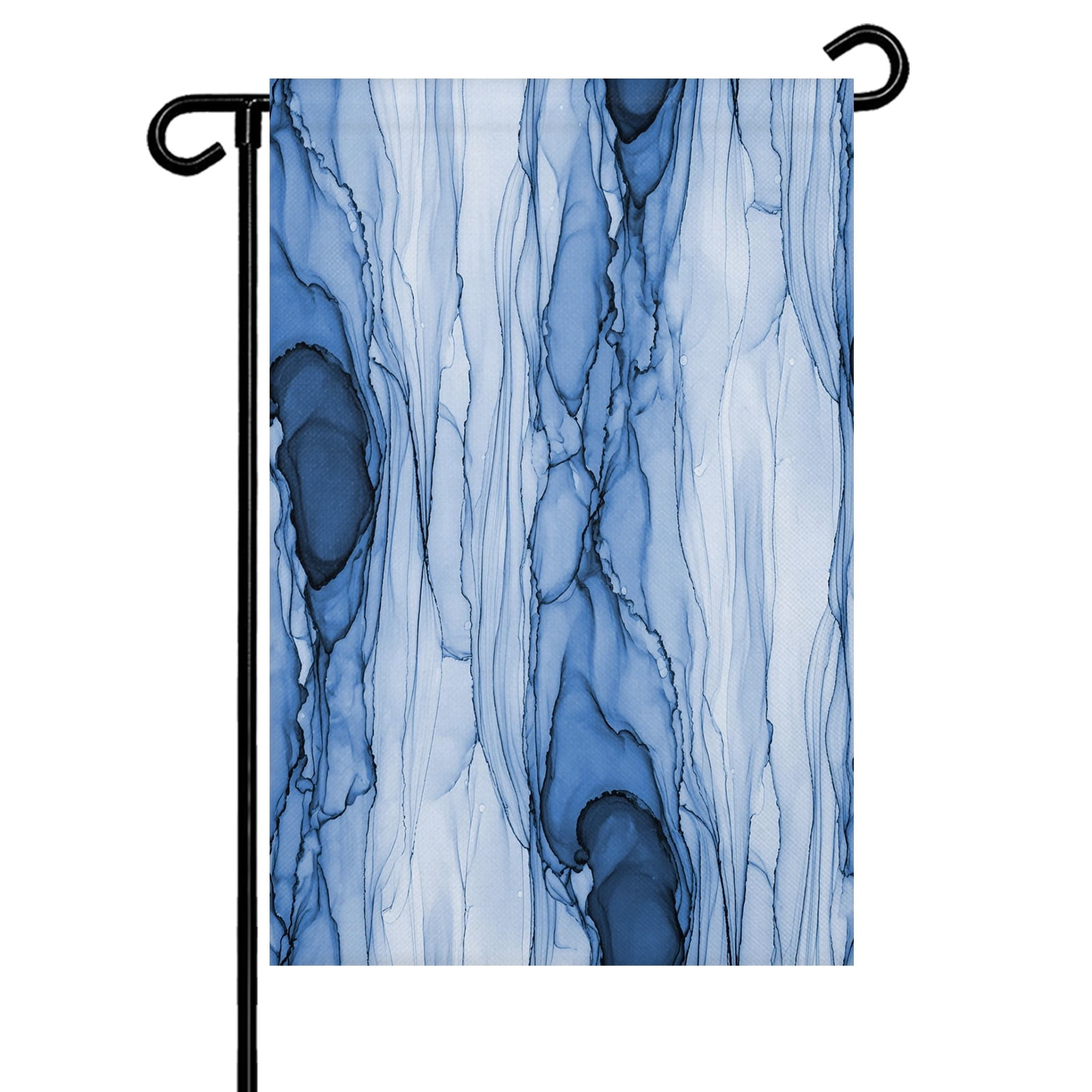 Blue Ink Marble Garden Flag 12x18 Inch Coastal Nautical Water Ripples ...