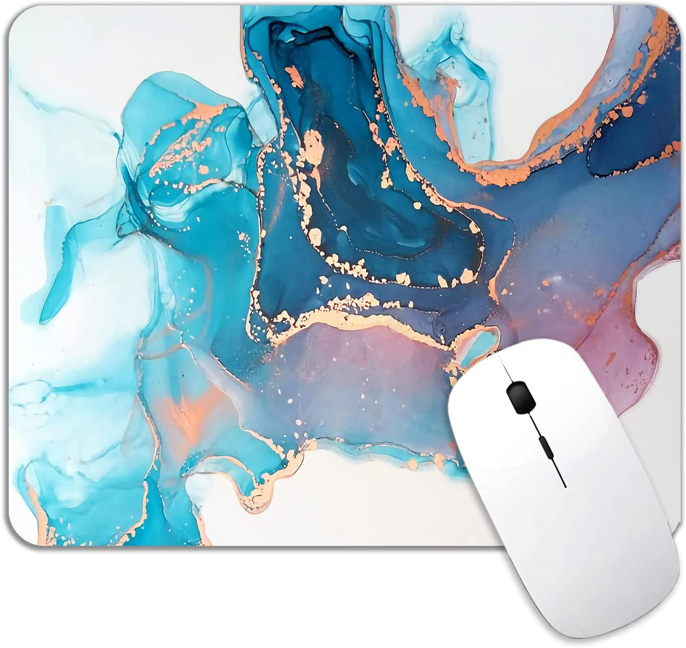 Blue Ink Marble Mouse Pad, Design Mouse Mat, Anti Slip Rubber Base ...