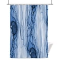Blue Ink Marble Shower Curtain, Coastal Nautical Water Ripples Abstract ...