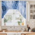 Blue Ink Marble Swag Curtain Valance for Windows, Coastal Nautical ...