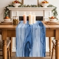 Blue Ink Marble Table Runner, Coastal Nautical Water Ripples Abstract ...