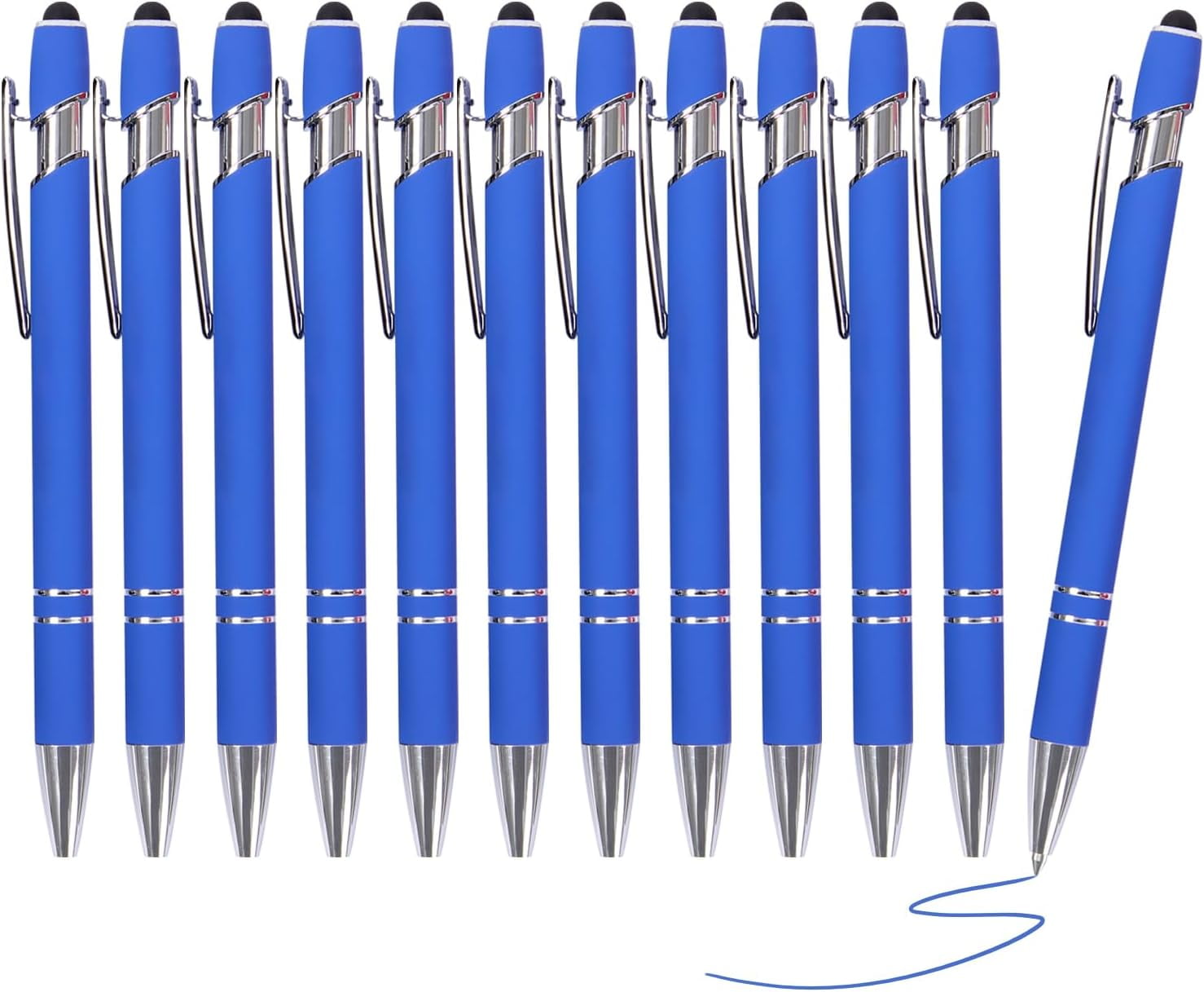 Blue Ink Pens, 12 count, Fine Point, Smooth Writing, with Stylus Tips ...