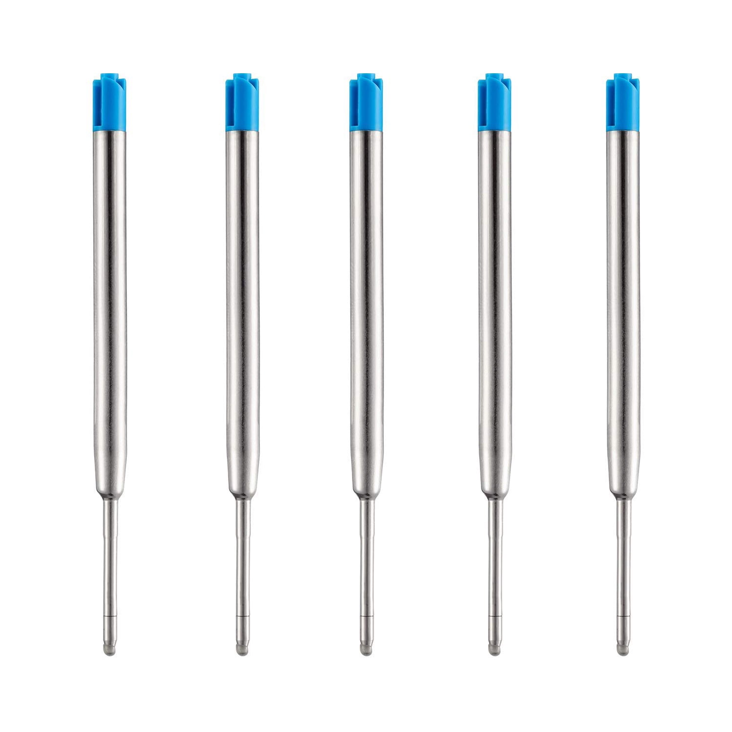 Blue Ink Refill Pack of 5, Replaceable Ballpoint Pen Refills, Medium ...