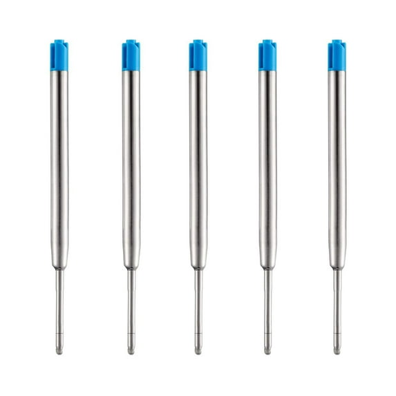 Blue Ink Refill Pack of 5, Replaceable Ballpoint Pen Refills, Medium ...