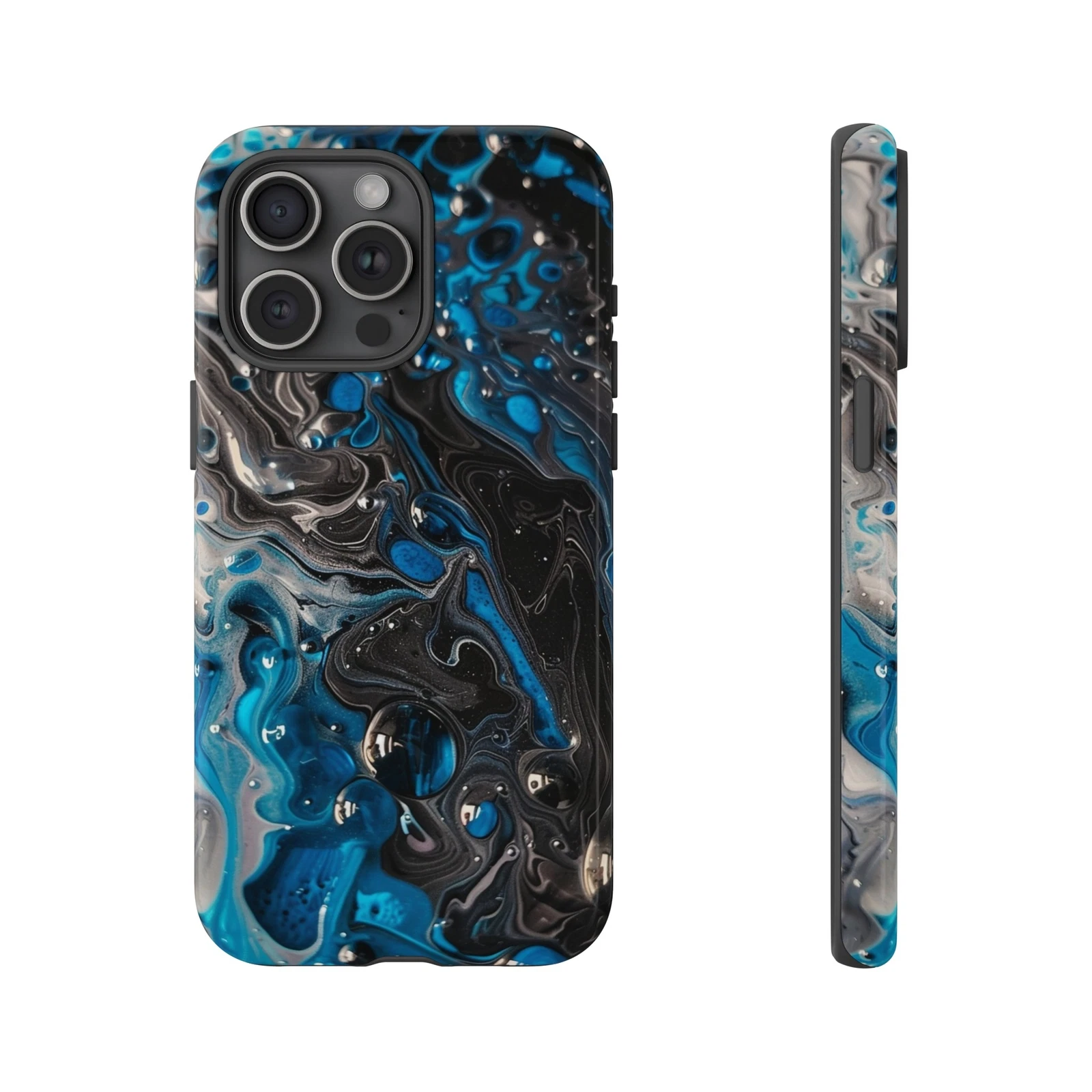 Blue Ink Storm Hydro Dipped Abstract Case for iPhone 17 through 11 Pro ...