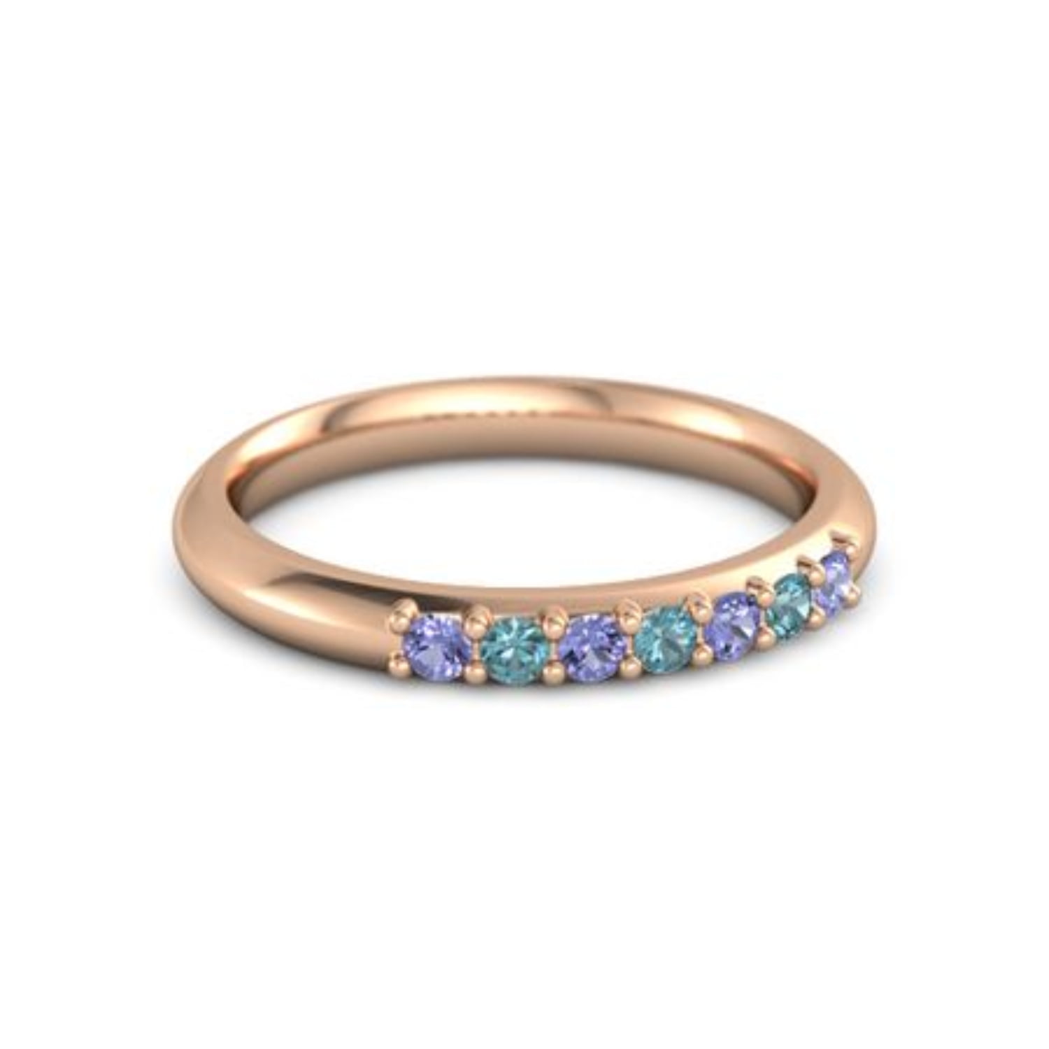 Blue Iolite & London Blue Topaz Half Eternity Stackable Band Ring Silver Rose Gold Plated Ring ...