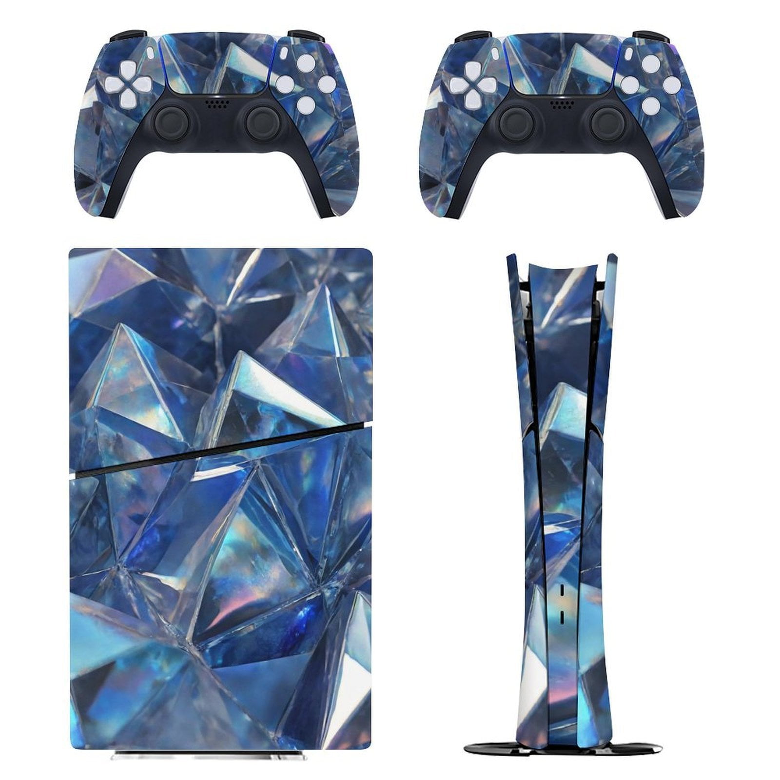 Blue, Iridescent Console Skin Bundle for PS5 Pro Slim Disc & Digital ...