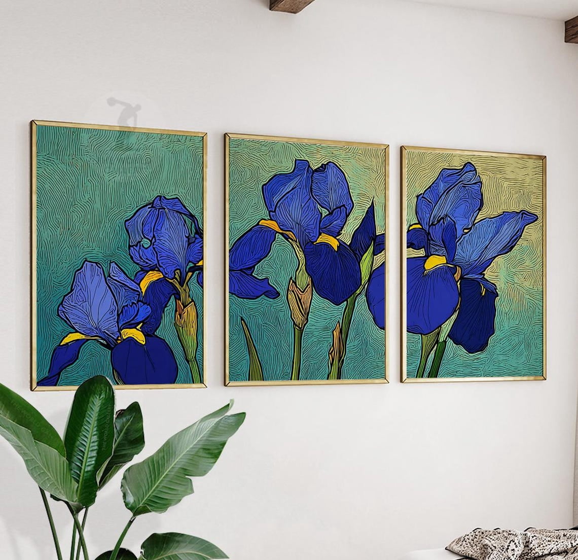 Blue Iris Modern Botanical Art Decor Set 3 Unframed Paper Print 12x18 ...