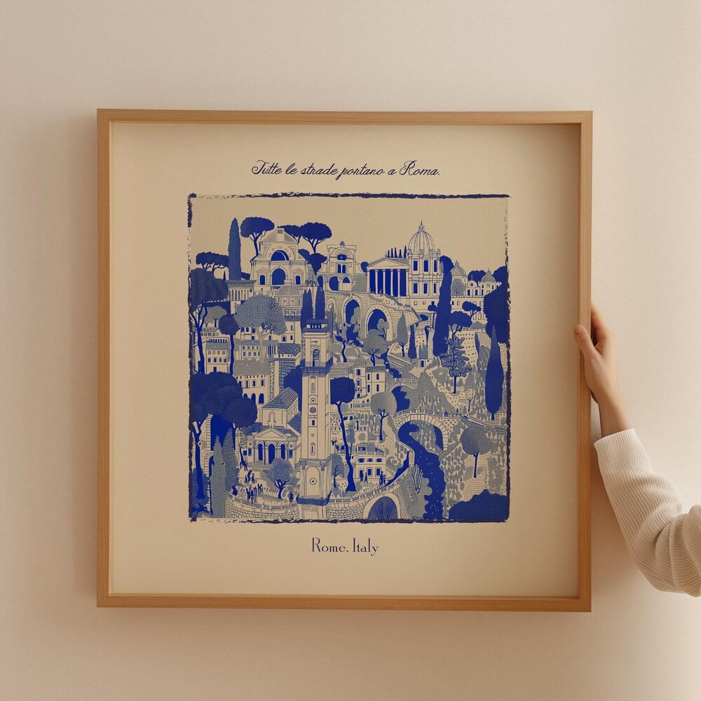 Blue Italian Architecture Poster Rome Wall Art Historic City Travel ...
