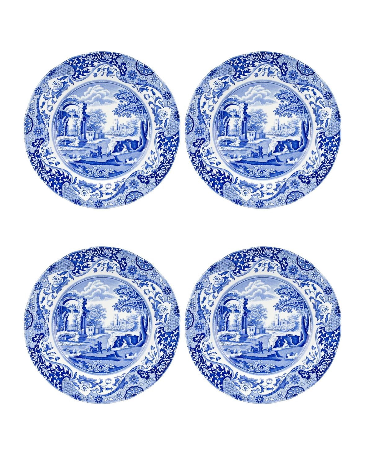 Blue Italian Dinner Plates, Set of 4, Porcelain Dinnerware for Modern ...