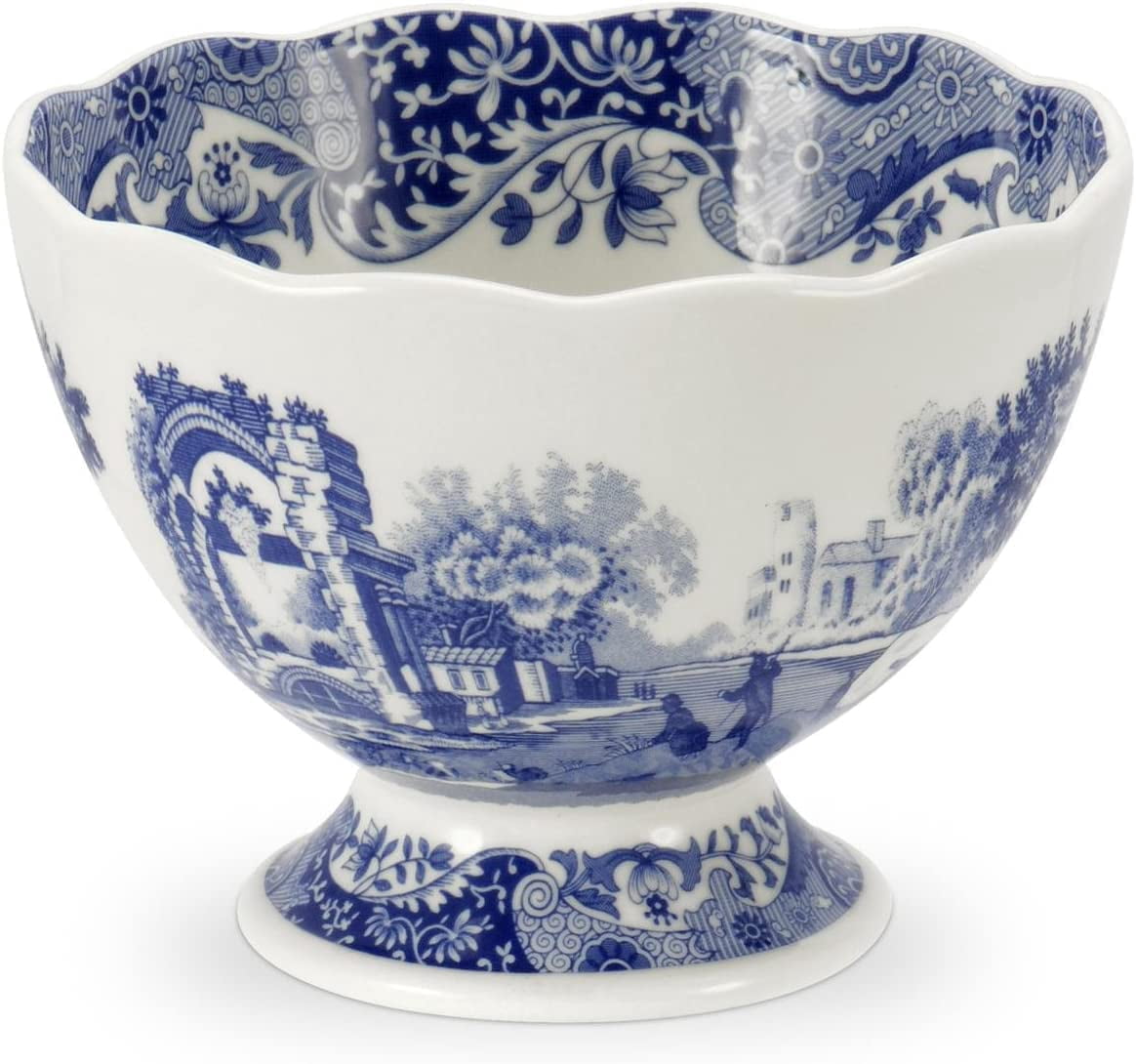 Blue Italian Footed Bowl | Made of Porcelain | Berries, Sweets, and ...