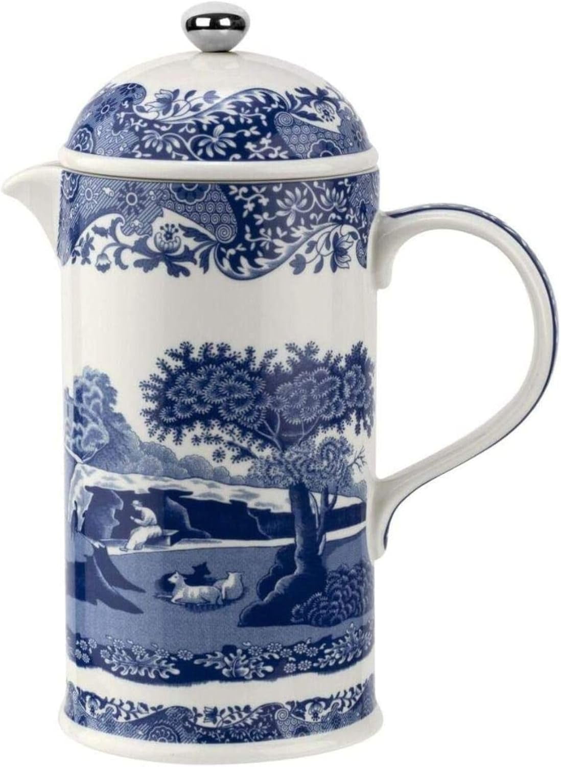 Blue Italian Porcelain French Press with Stainless Steel Plunger - 28 ...
