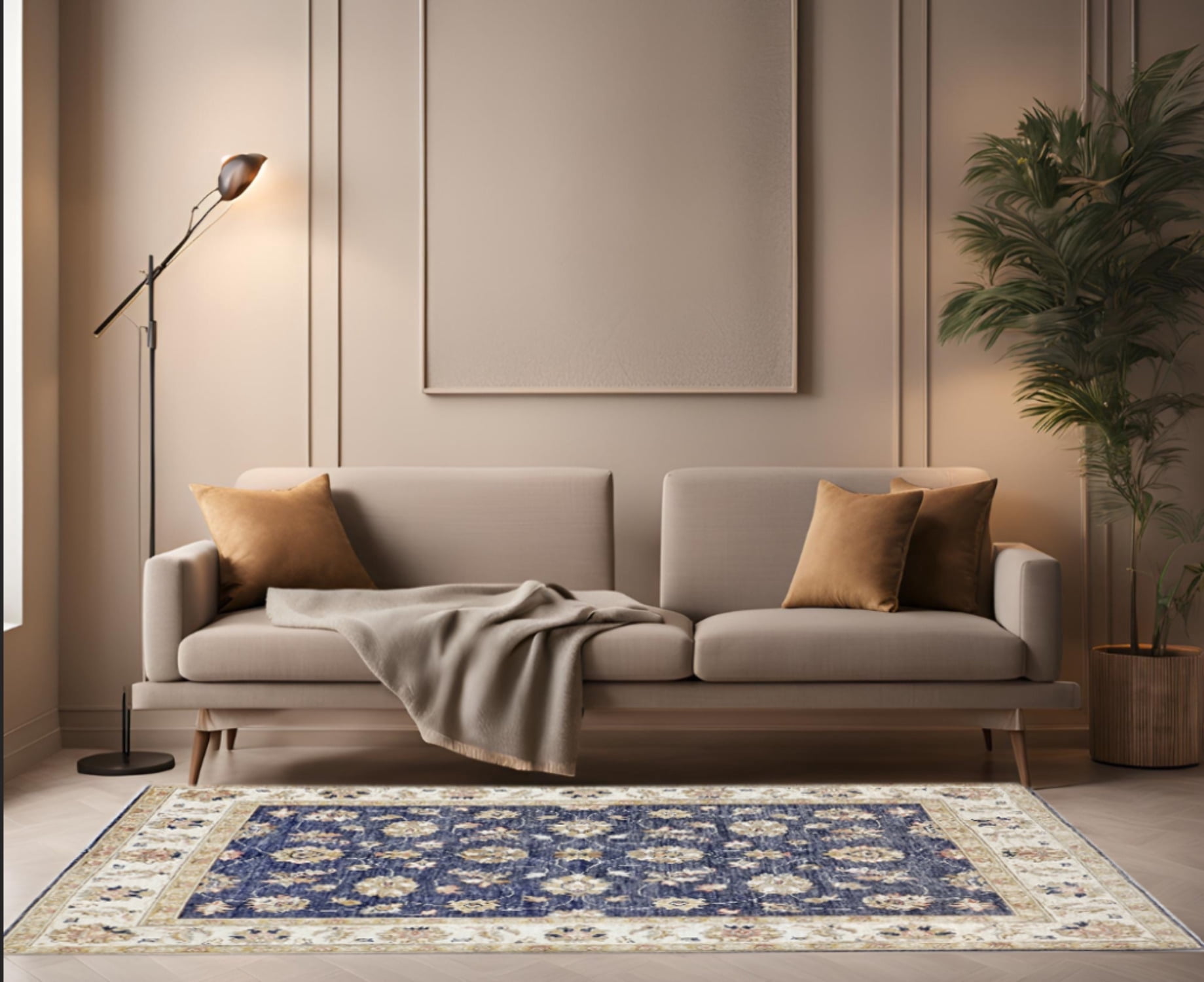Blue Ivory Premium Handwoven Pure Wool Chobrang Rug, 4ft 10in x 6ft 7in ...