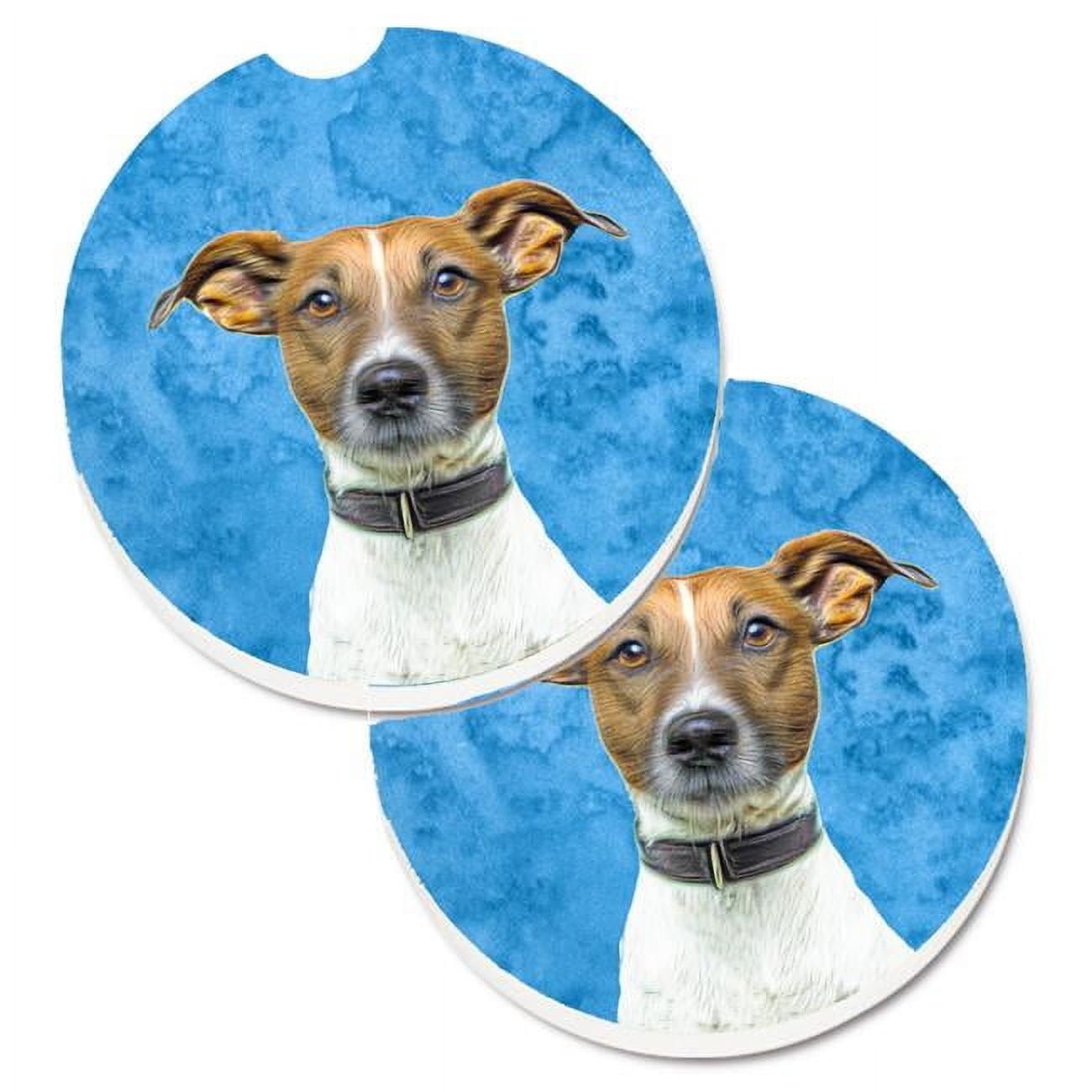 Blue Jack Russell Terrier Set of 2 Cup Holder Car Coaster - Walmart.com
