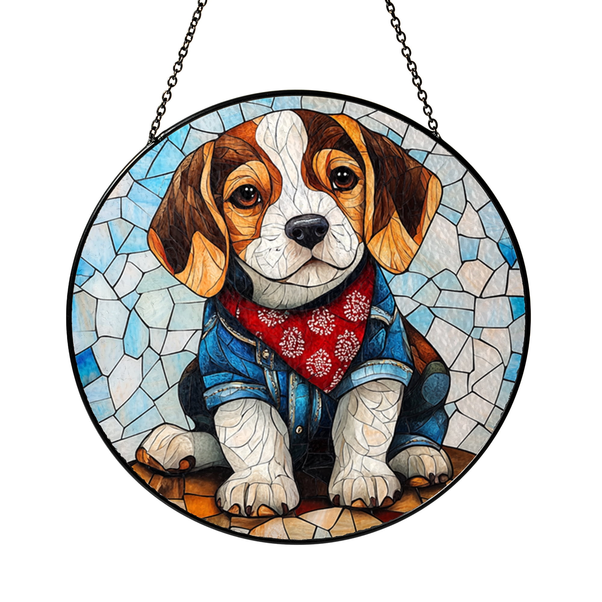 Blue Jacket Dog Ornament, Stained Glass Style Pet Gift - Walmart.com