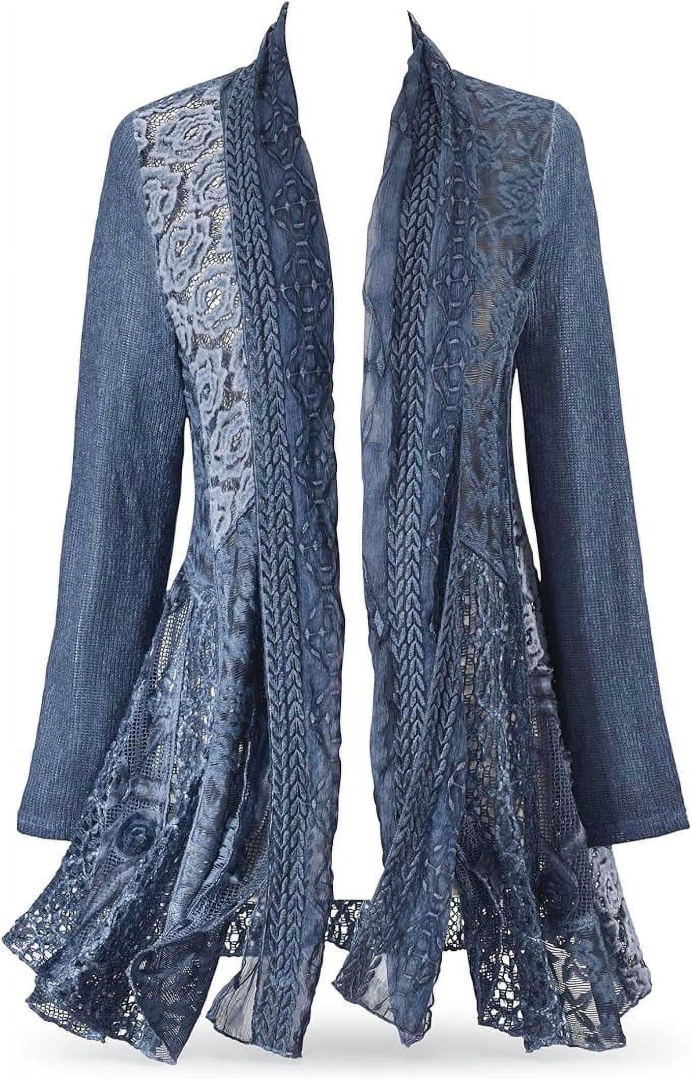 SAGEFINDS Shades of Blue Jacket, Women’s Boho Lightweight Coat, Open ...