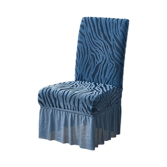 Blue Jacquard Hotel Chair Covers, Thickened Elastic Skirt-Style Full ...