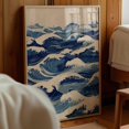 Blue Japandi Wave Print Japanese Poster Minimalist Ocean Decor Mid ...