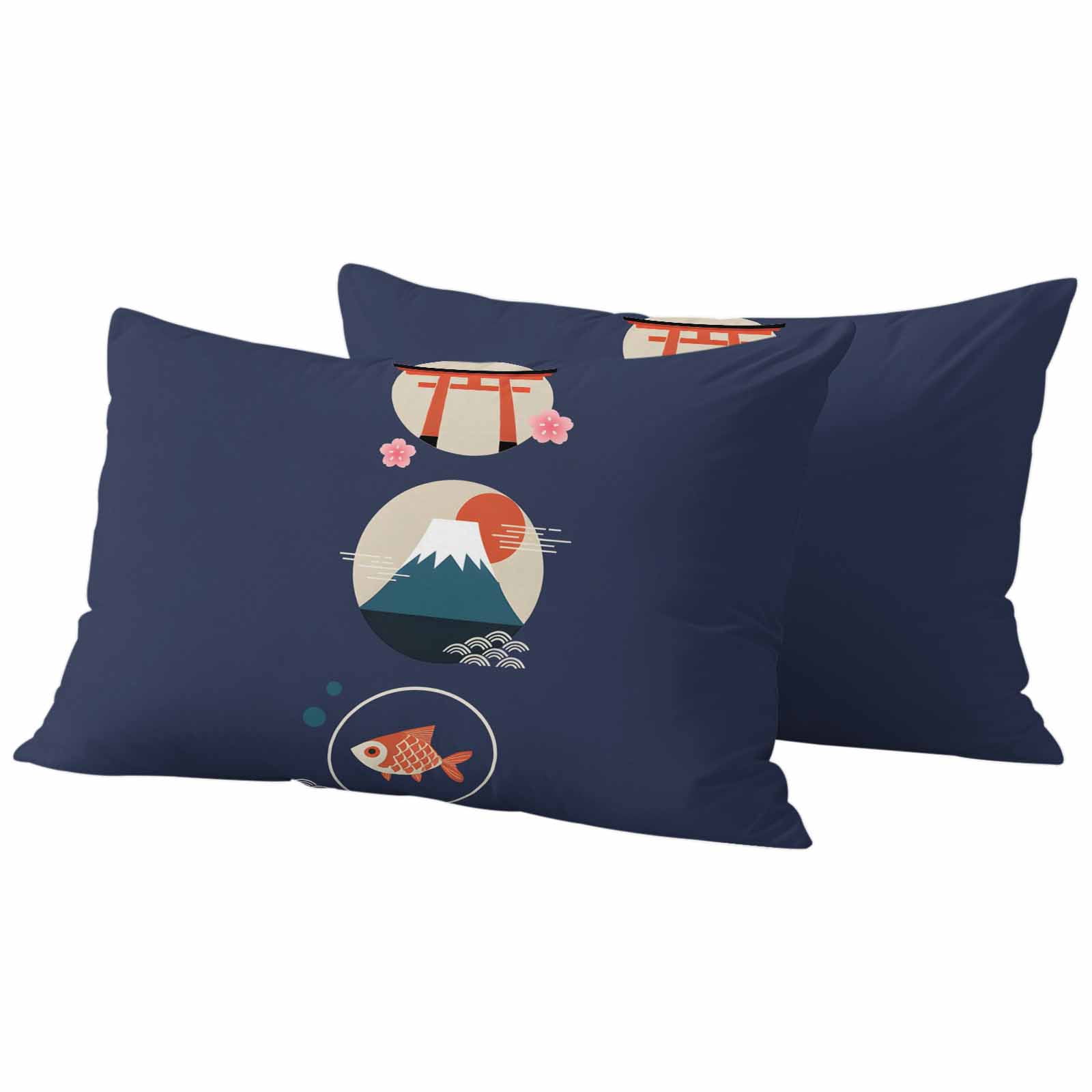 Blue Japanese Outdoor Waterproof Pillow Covers, Harmony Cherry Mount ...