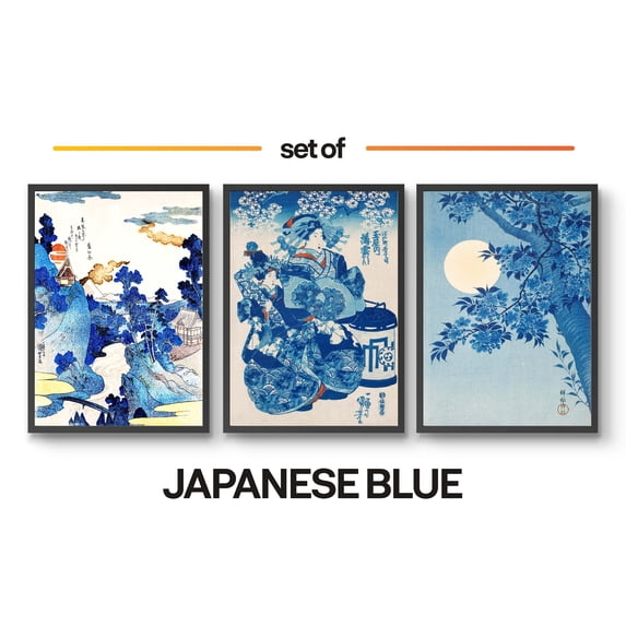 Blue Japanese Prints Japanese Geisha Poster Wall Art Japan Asia ...