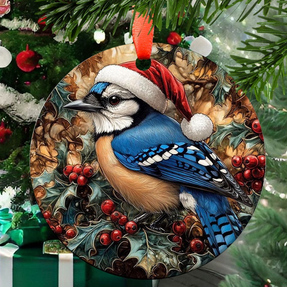 Blue Jay 1 Ceramic/Acrylic Christmas Ornament, Warm Fall Feast Moment ...