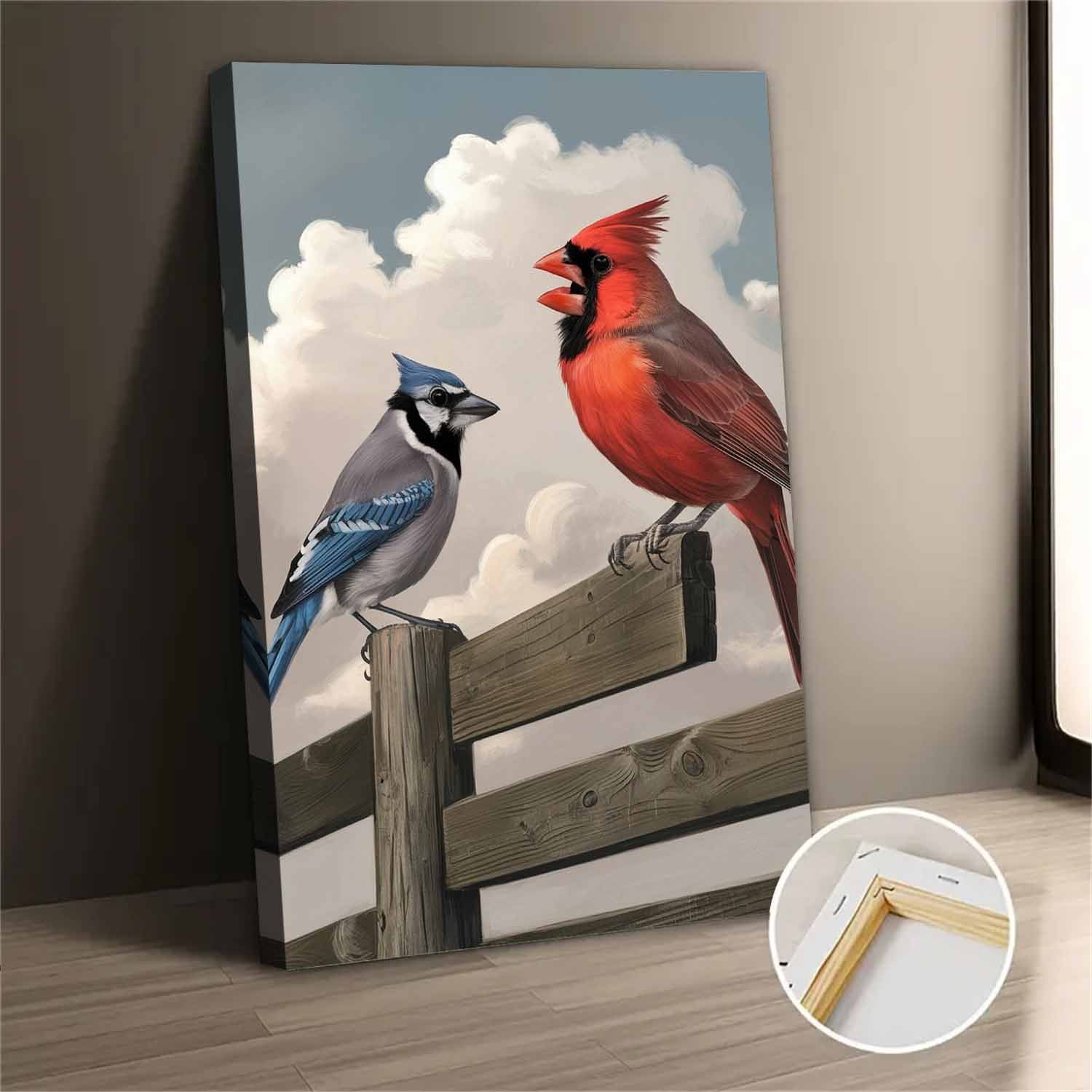 Blue Jay And Cardinal Canvas Wall Art Print - Walmart.com