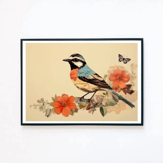 Blue Jay Bird Abstract Watercolour Illustration Retro Decor Wall Art ...