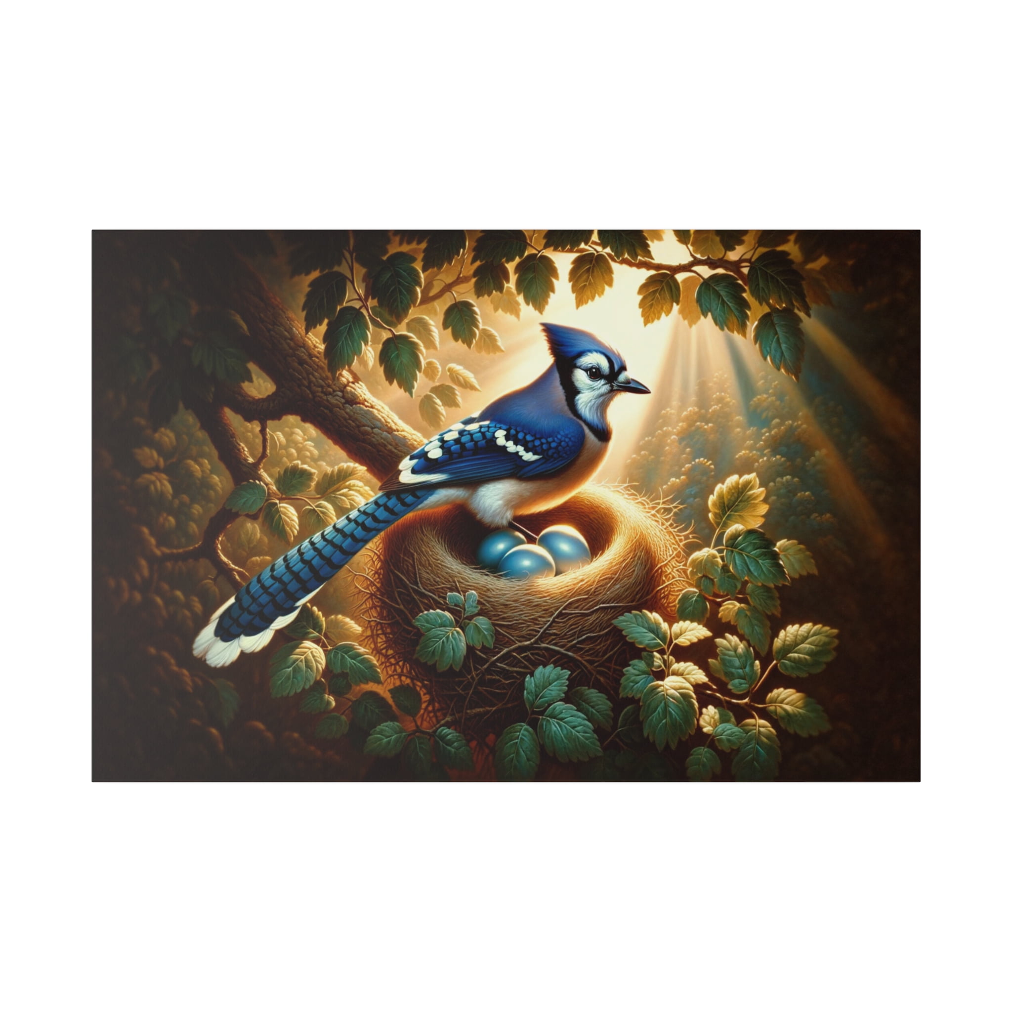 Blue Jay Bird & Nest II - Matte Canvas, Wall Decor Wall Art Home Decor ...