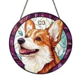 Pet Lover Corgi Stained Glass Suncatcher, Round Window Hanging with ...