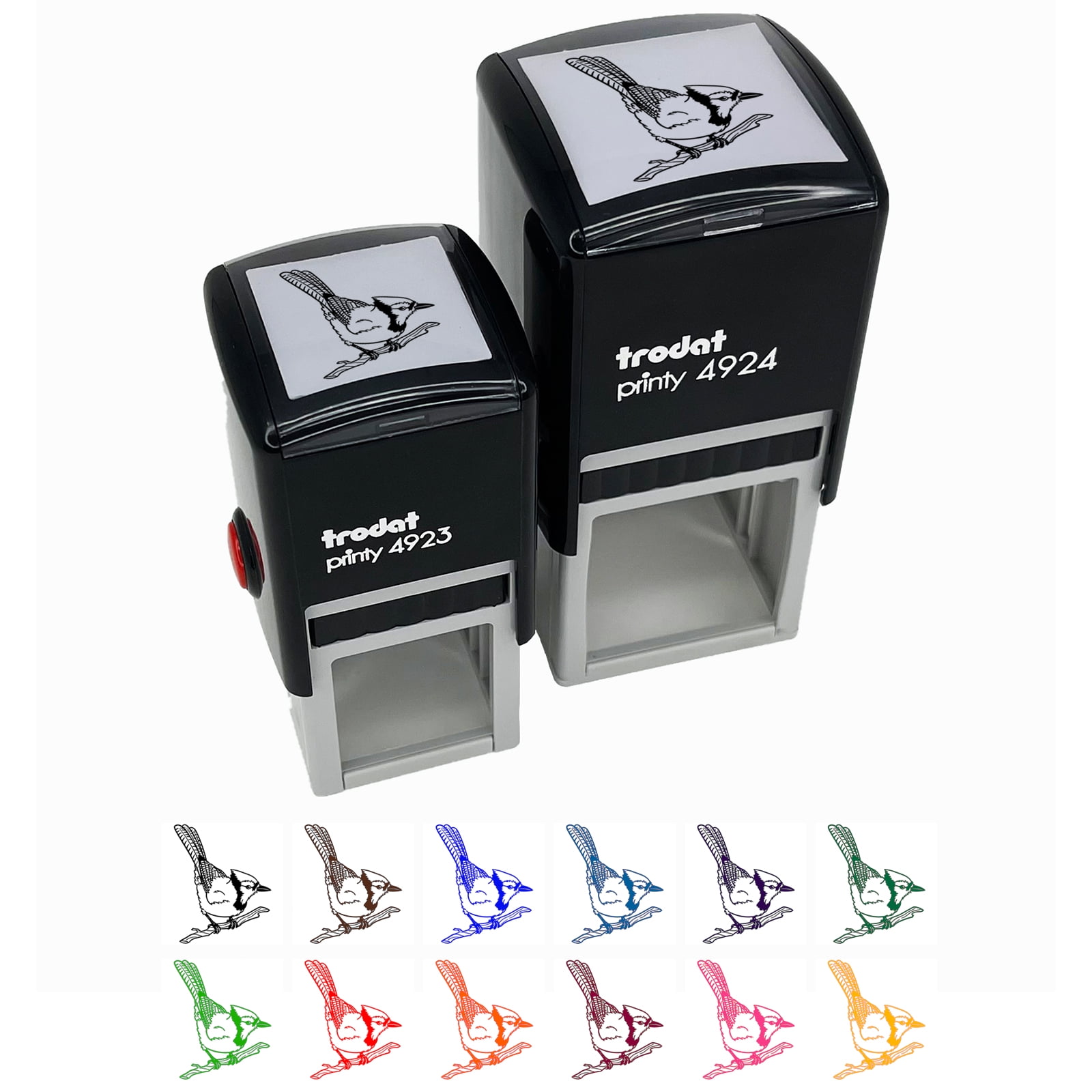 Blue Jay Bird on Branch Self-Inking Rubber Stamp Ink Stamper - Blue Ink ...