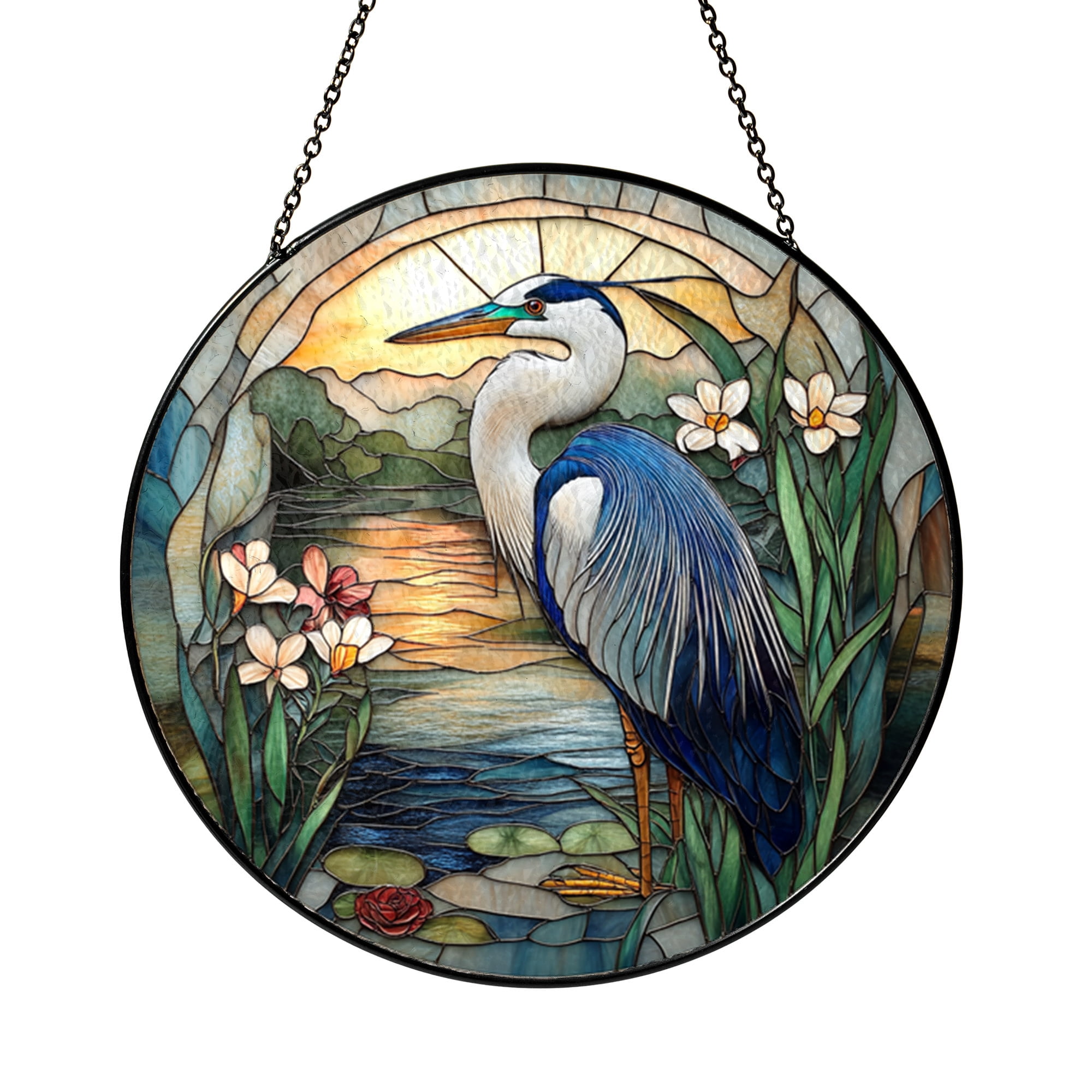 Blue Jay Birds Over Lavender Suncatcher, Stained Glass Window Decor ...