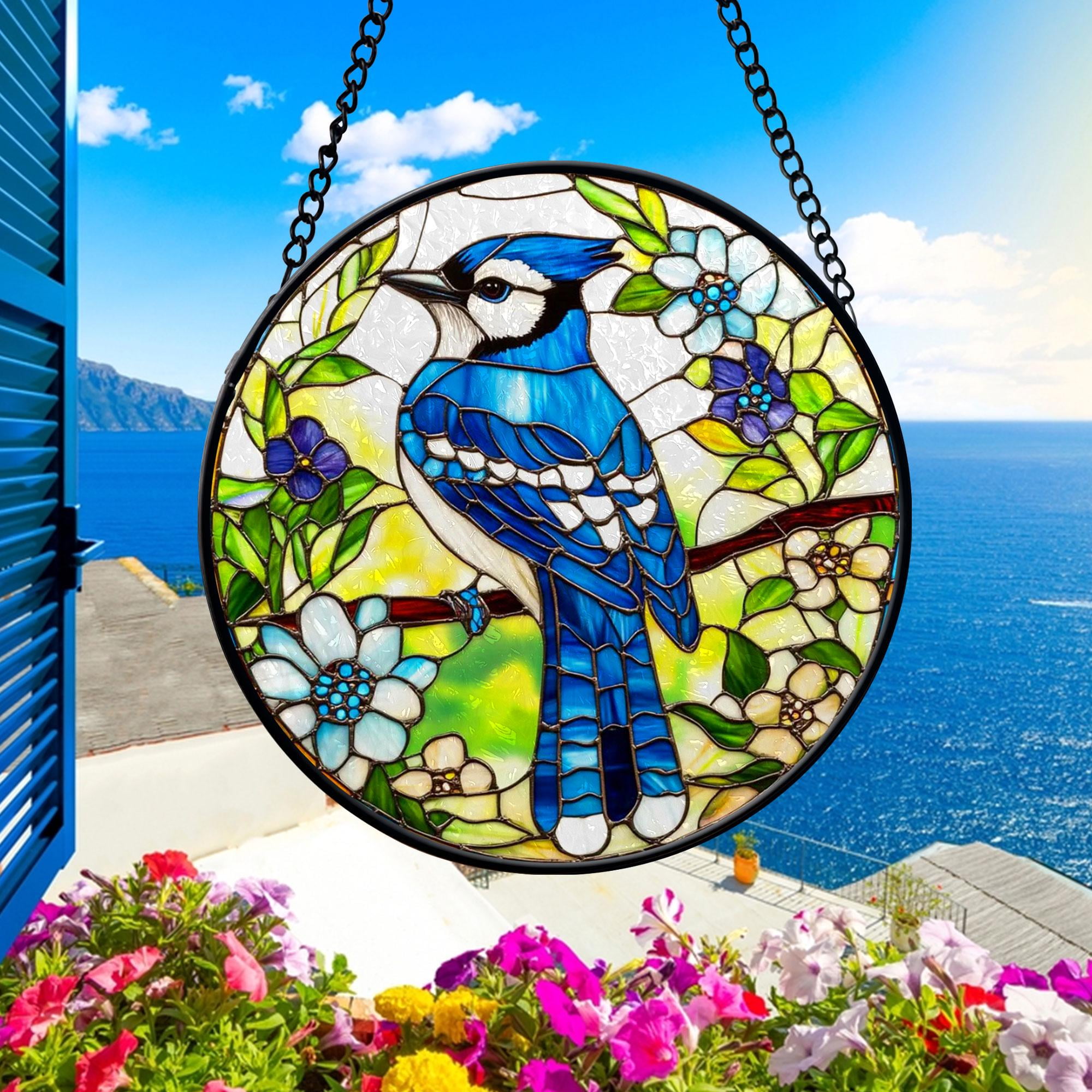 Blue Jay Faux Stained Glass Sun Catcher, Bird Lovers Gift, Window ...